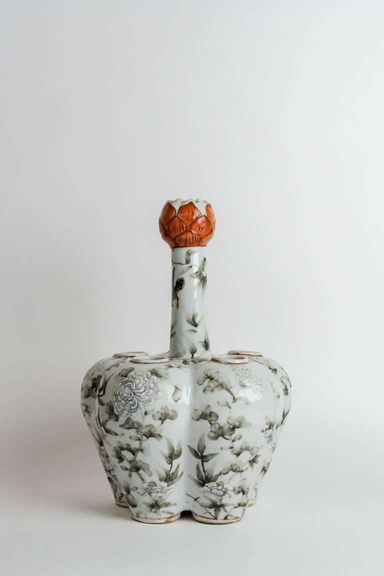 A Japanese Porcelain Enamel Painted Lotus Vase For Sale at 1stDibs