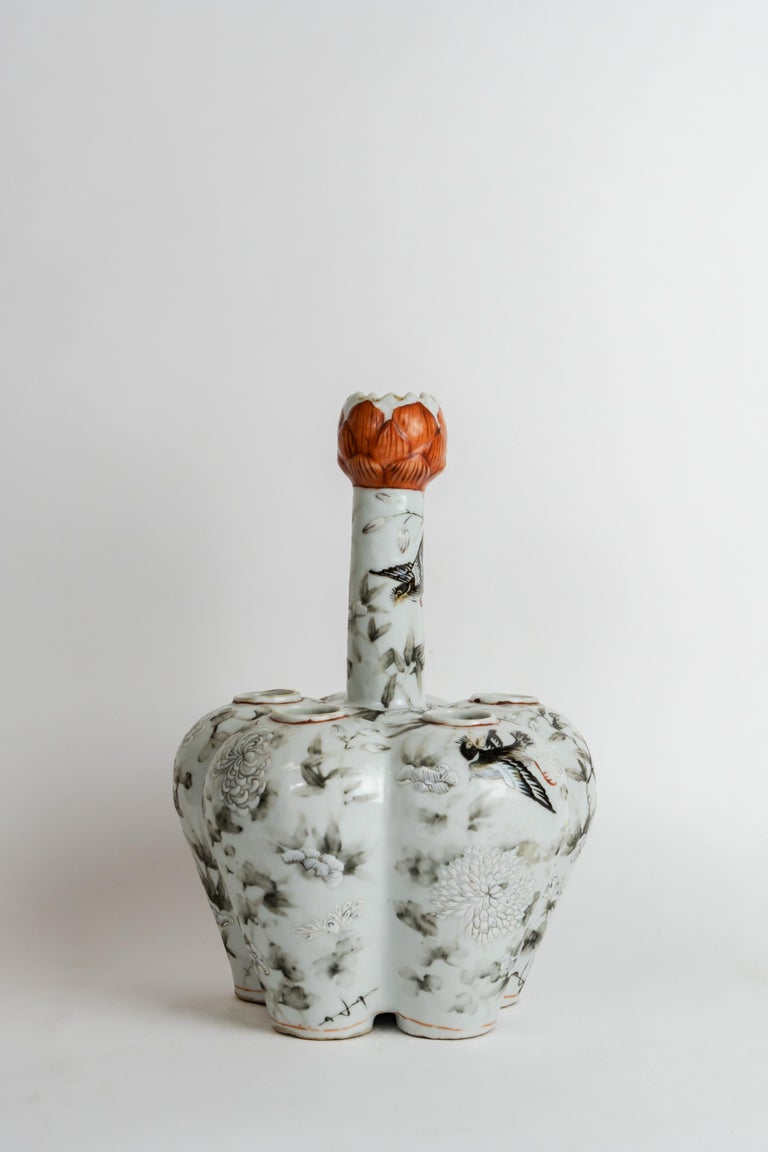 A Japanese Porcelain Enamel Painted Lotus Vase For Sale at 1stDibs