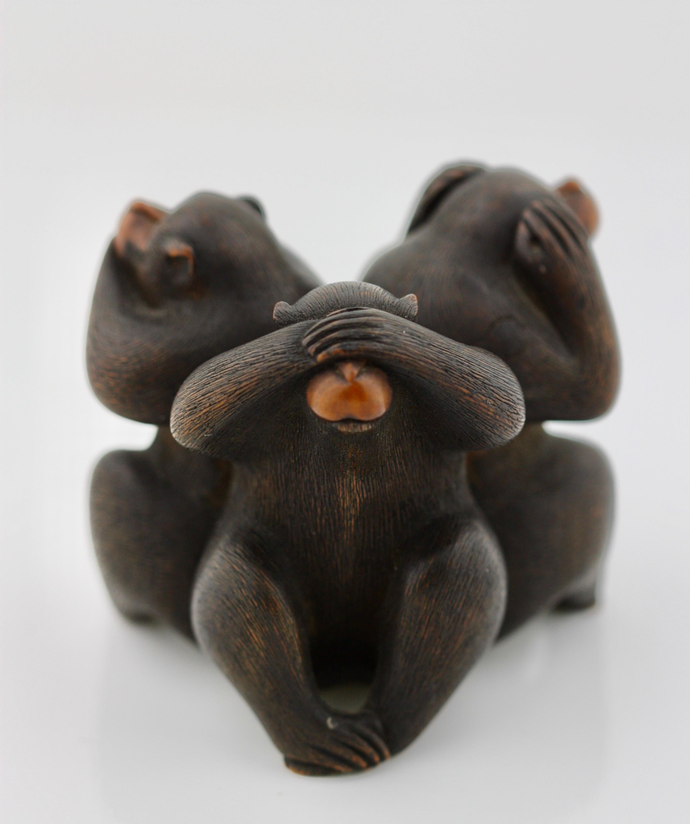Japanese Wood Okimono of Three Monkeys Meiji Period at 1stDibs | three ...