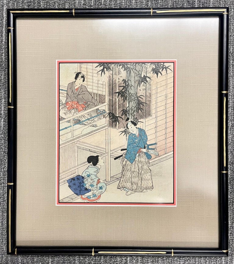 Japanese Woodblock of Prince Genji Finely Framed For Sale at 1stDibs