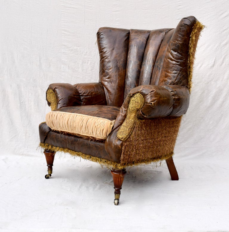 Jeff Zimmerman Wingback Leather Chair and Matching Ottoman at 1stDibs ...
