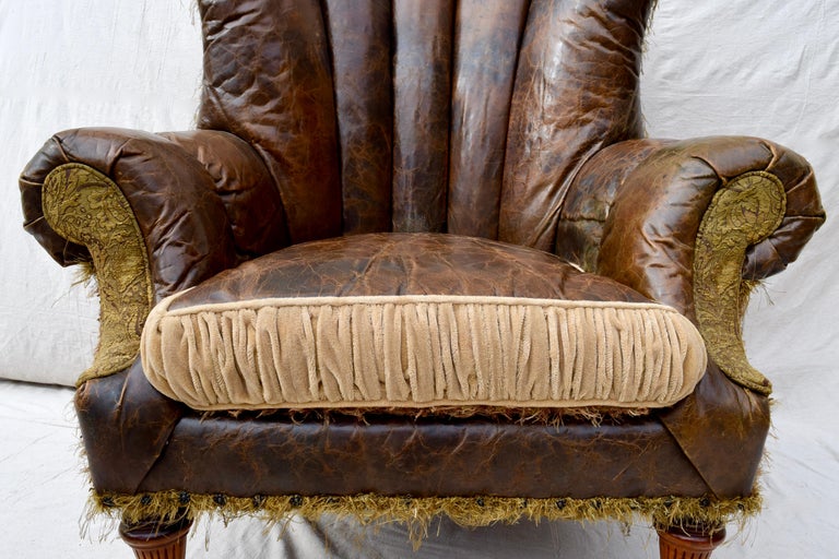 Jeff Zimmerman Wingback Leather Chair and Matching Ottoman at 1stdibs