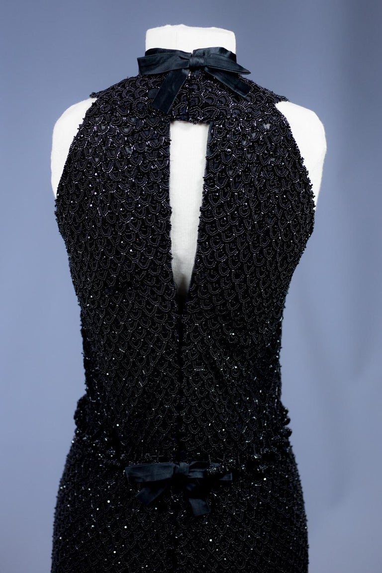 A Jet Pearl Embroidered Cocktail Dress Circa 1960 at 1stDibs