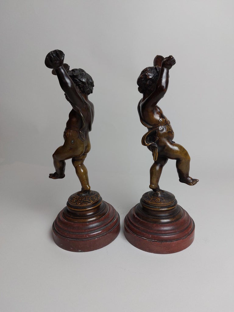 Joyful Pair of 19th Century Bronze Cherubs 'Putti' Dancing For Sale at ...