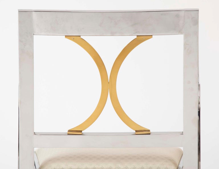 Karl Springer Ltd. Polished Steel and Brass Open Armchair For Sale at ...