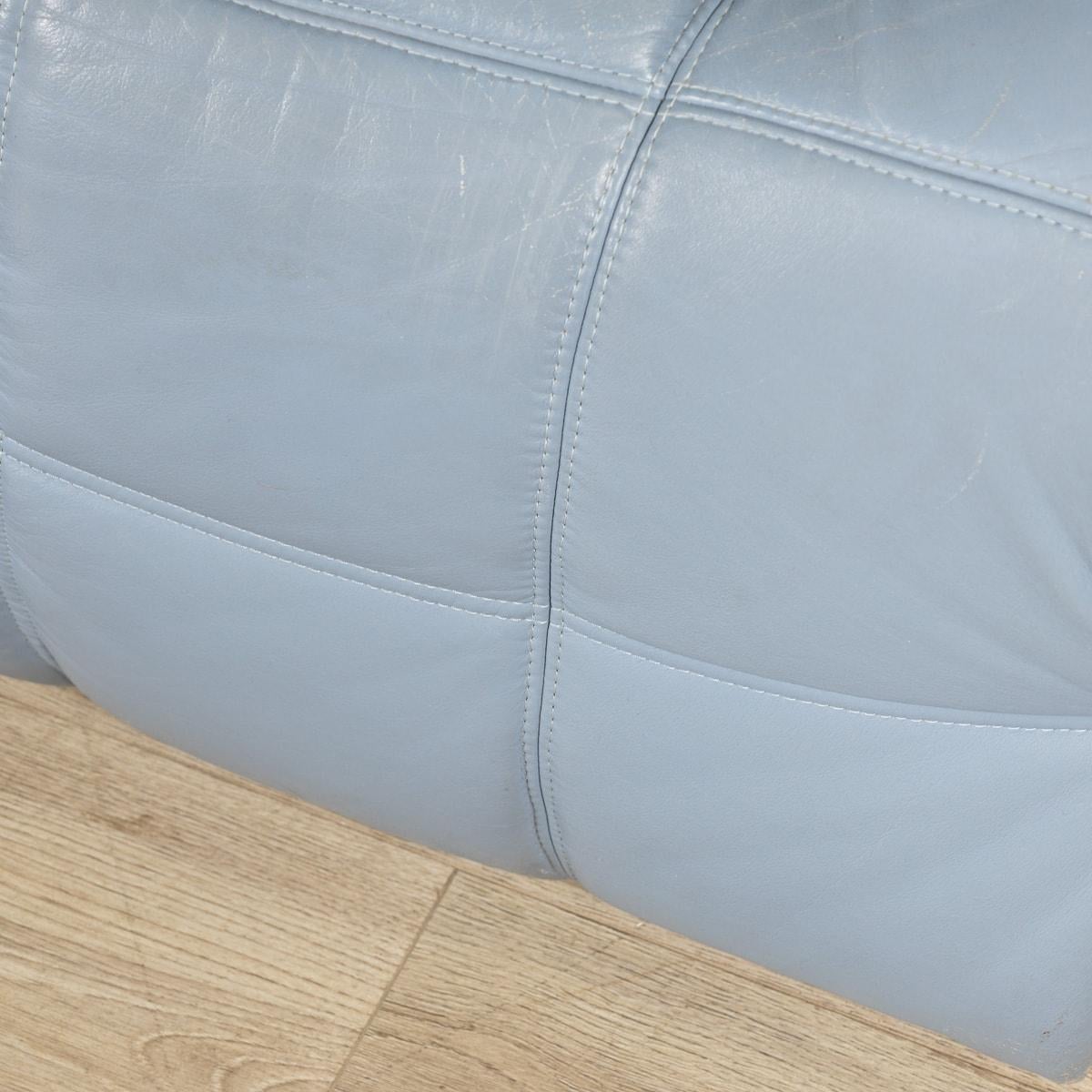 A "Kashima" Pale Blue Leather Sofa By Michel Ducaroy For Ligne Roset ...