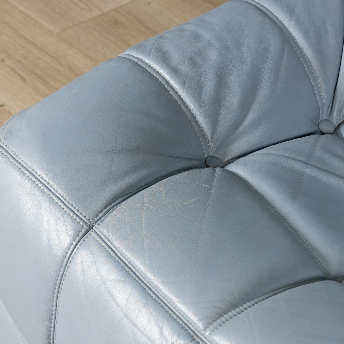 A "Kashima" Pale Blue Leather Sofa By Michel Ducaroy For Ligne Roset ...