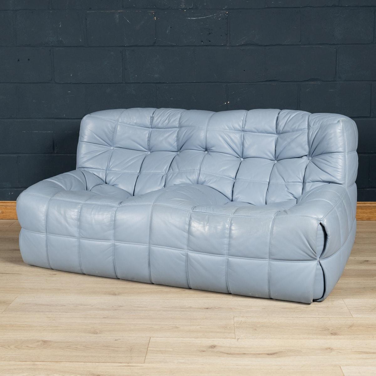 A "Kashima" Pale Blue Leather Sofa By Michel Ducaroy For Ligne Roset ...