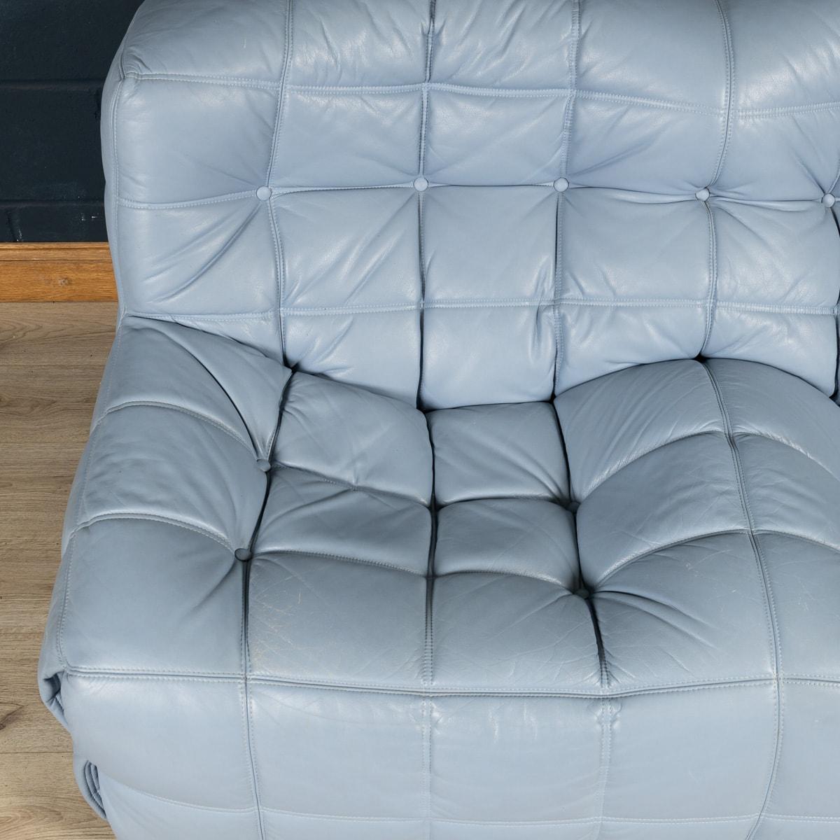 A "Kashima" Pale Blue Leather Sofa By Michel Ducaroy For Ligne Roset ...