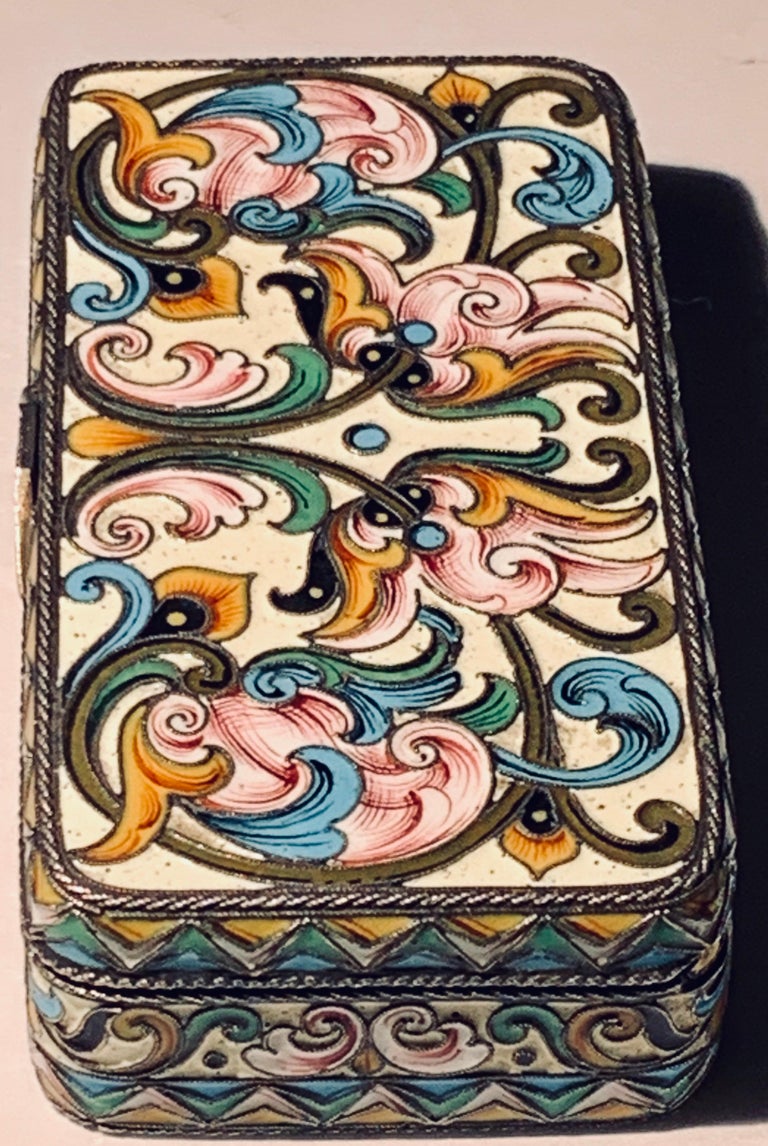 Khlebnikov Russian Silver-Gilt and Shaded Enamel Box / Case For Sale at ...