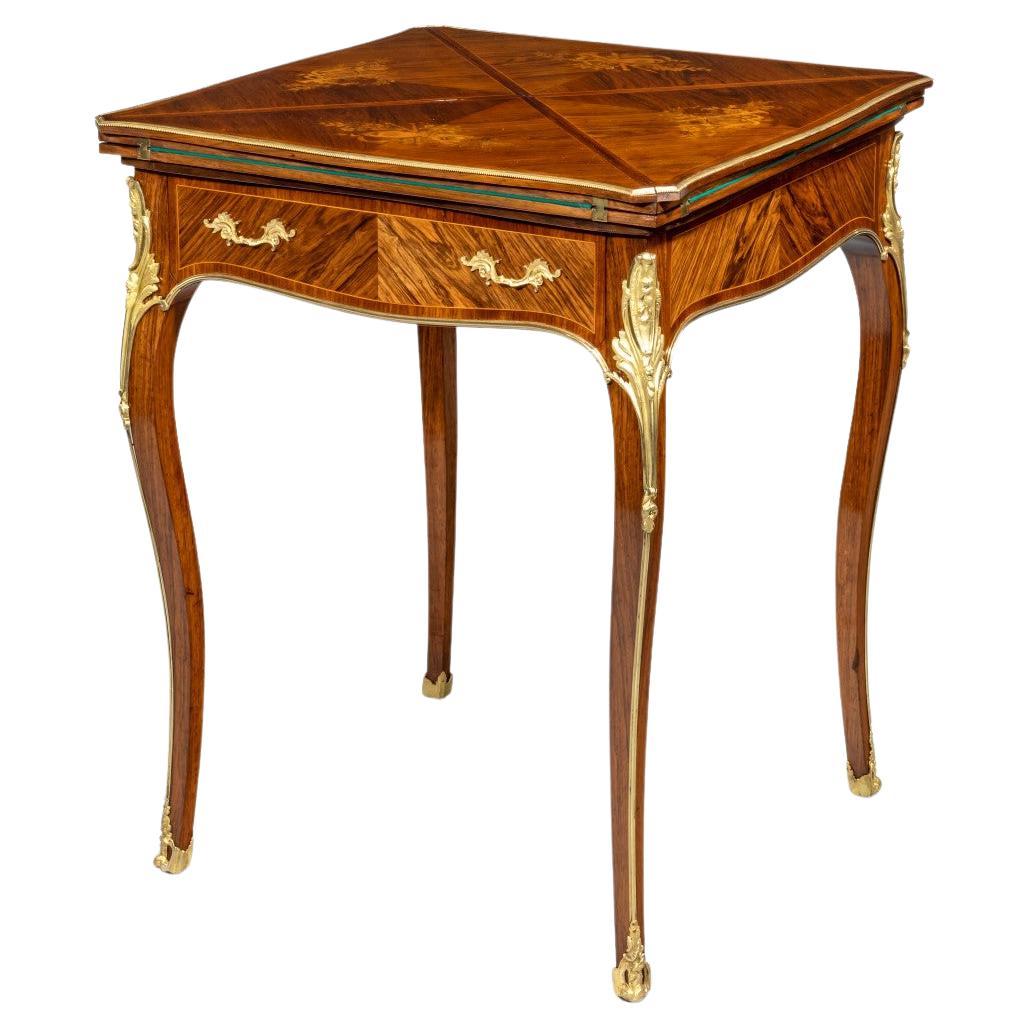 Louis XV Style Marquetry Inlaid Envelope Card Table, circa 1890 For ...