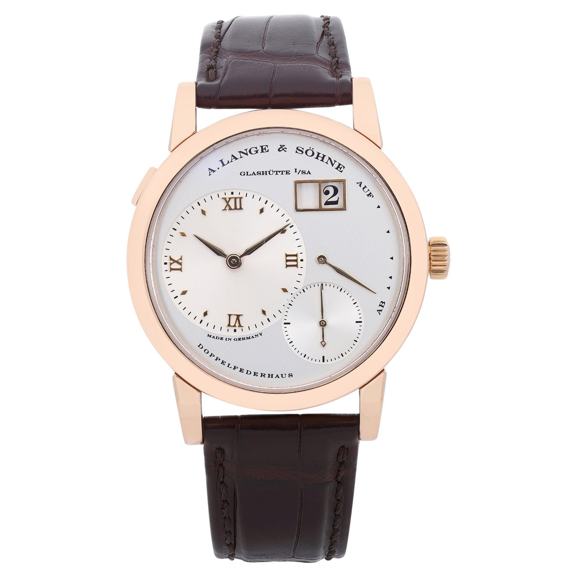 A. Lange and Sohne Lange 1 Rose Gold Silver Dial Mens Watch 101.032 For ...