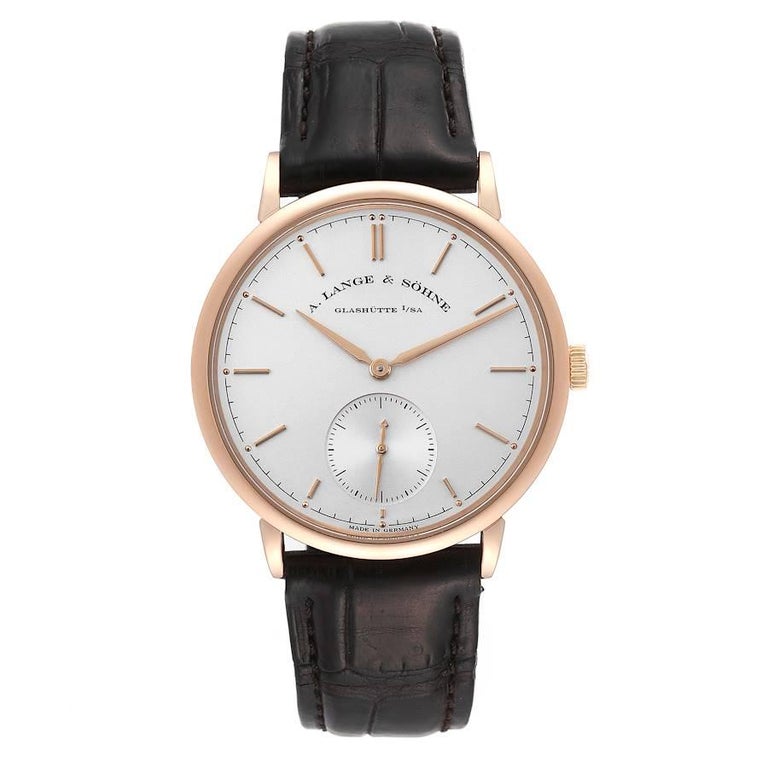 A. Lange and Sohne Saxonia Automatic Rose Gold Silver Dial Mens Watch ...
