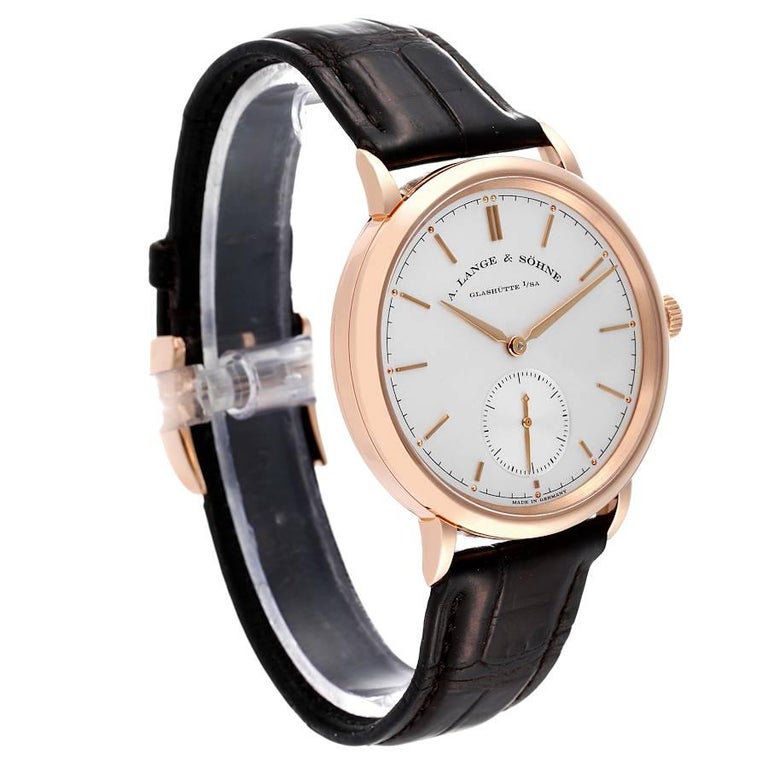 A. Lange and Sohne Saxonia Automatic Rose Gold Silver Dial Mens Watch ...