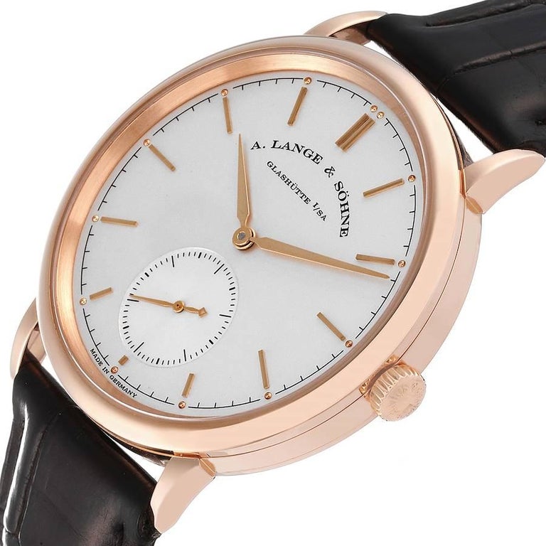 A. Lange and Sohne Saxonia Automatic Rose Gold Silver Dial Mens Watch ...
