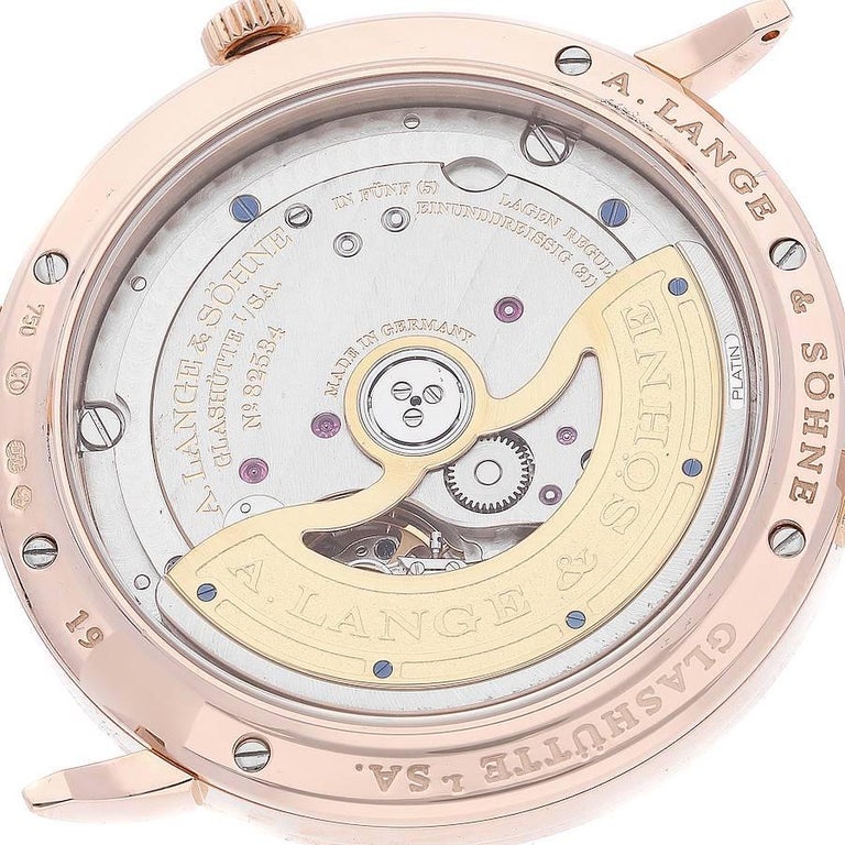 A. Lange and Sohne Saxonia Automatic Rose Gold Silver Dial Mens Watch ...