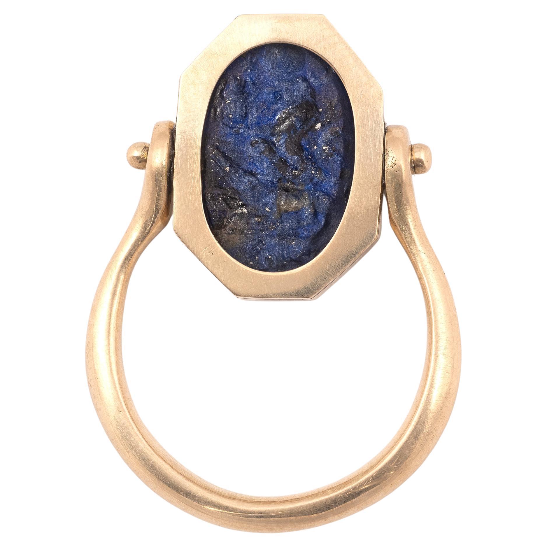A Lapis Lazuli Gnostic Intaglio Ring 2nd-3rd Century AD For Sale at 1stDibs