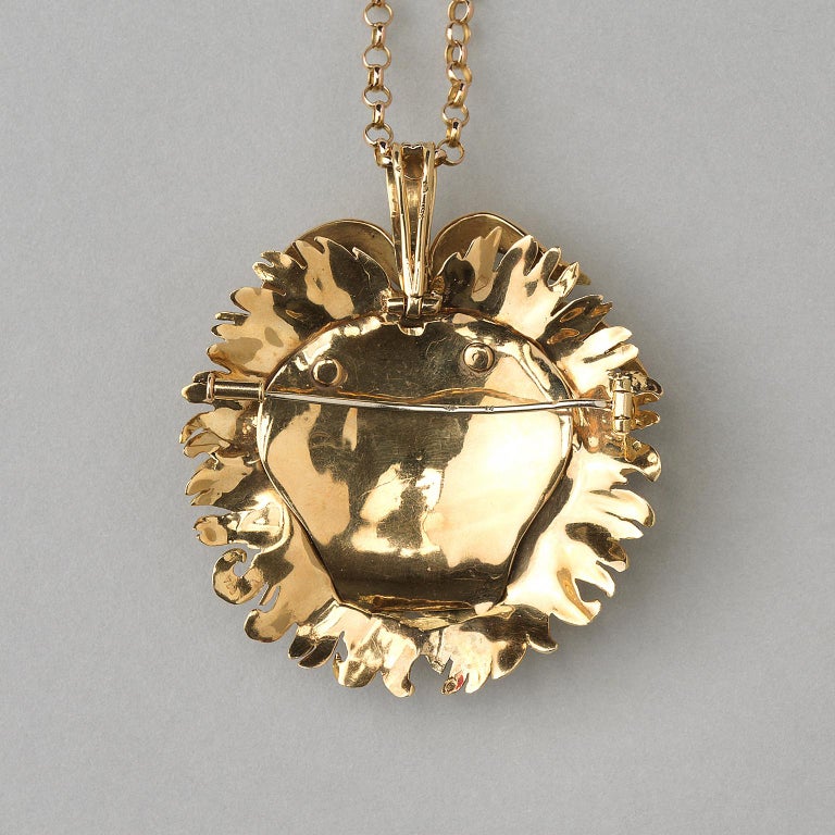 Large 18 Carat Gold Leo Pendant with Diamonds at 1stDibs