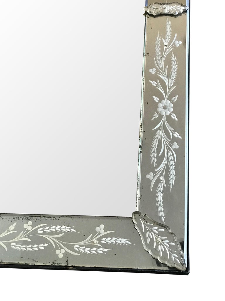 Large 1920s Venetian Mirror with Etched Mirrored Frame at 1stDibs ...