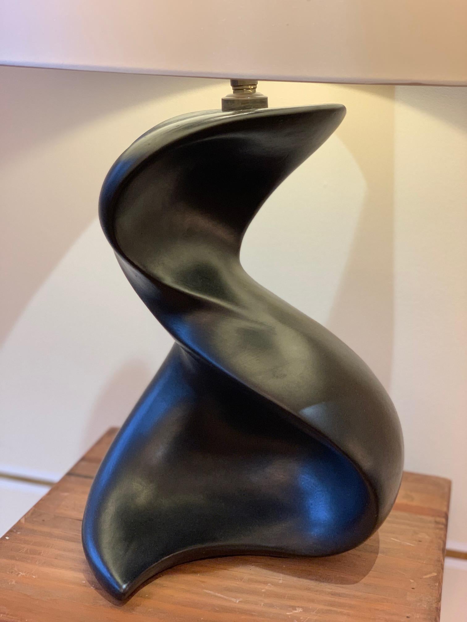 Large 1950s Black Ceramic Freeform Table Lamp at 1stDibs