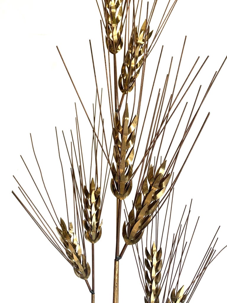 Large 1970s Curtis Jere Floor Standing Brass and Metal Wheat Sheaf ...