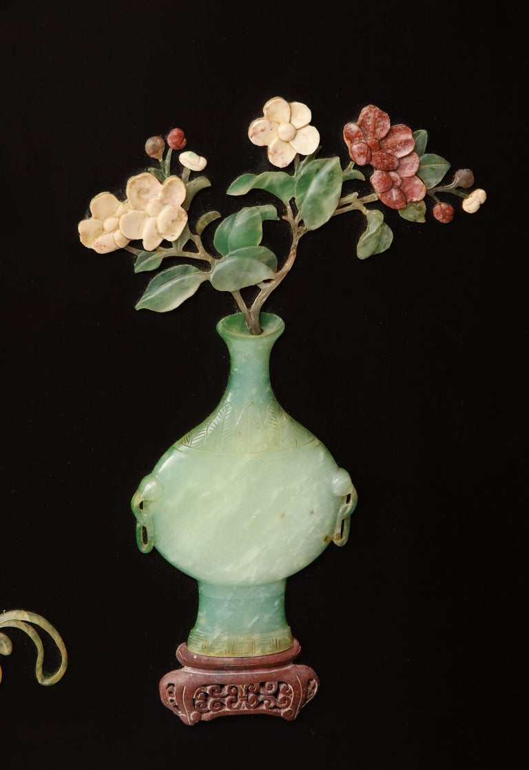 Grand écran de Coromandel du 19ème siècle à 6 panneaux en pierre dure ...