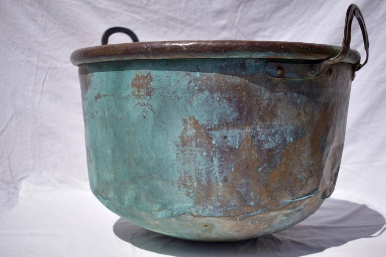 Large 19th Century French Copper Cauldron with a Verdigris Patina For ...