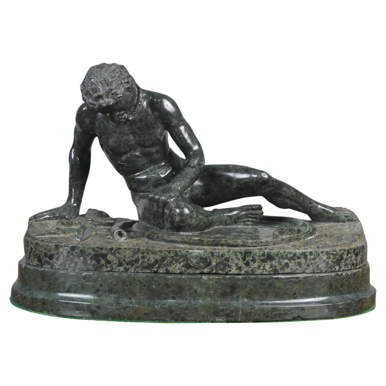 A Large 19th Century Serpentine Marble Sculpture of The Dying Gaul c ...