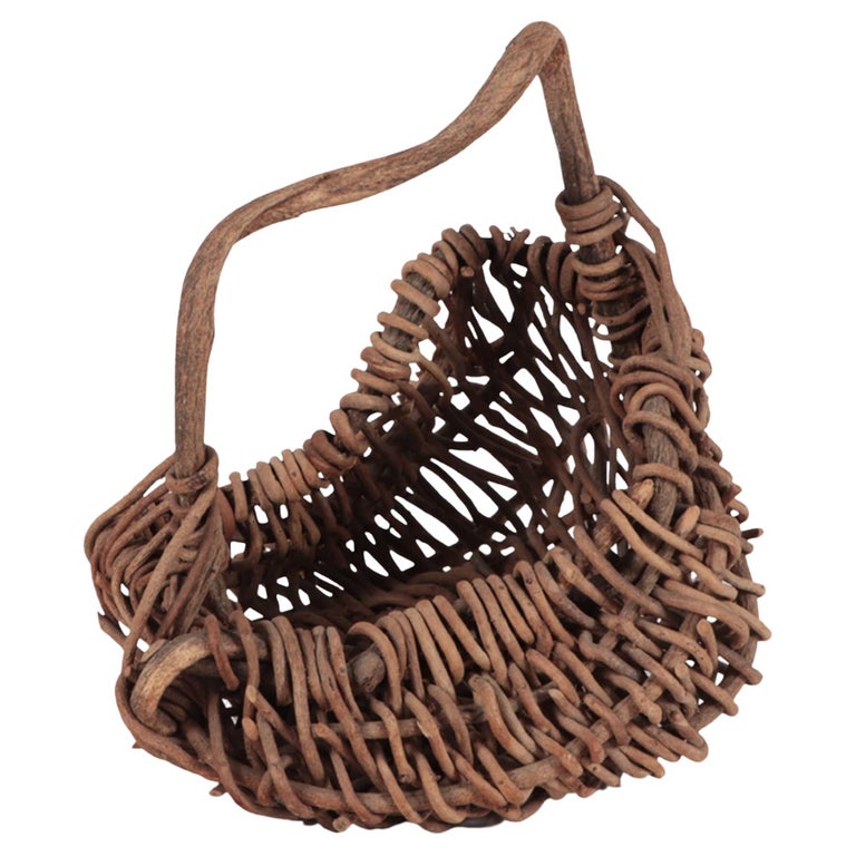 A large 19th century vintage folk art tree twig branch basket sculpture ...