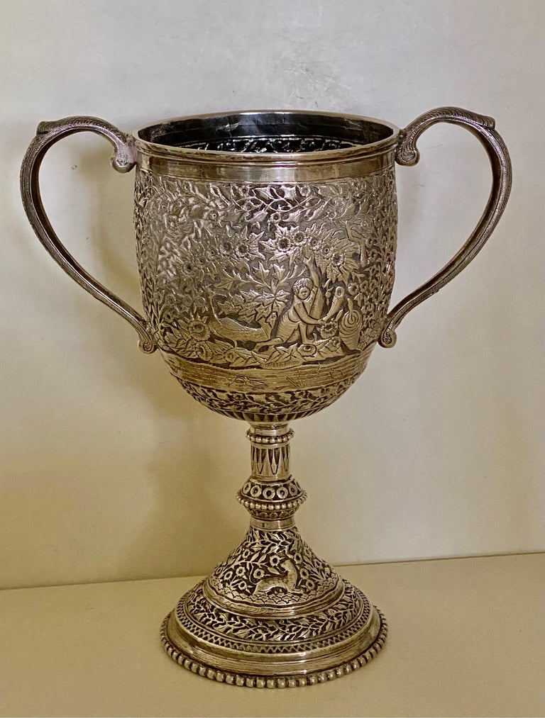 Large Antique 19th Century Indian Solid Silver Kutch Trophy Cup For ...
