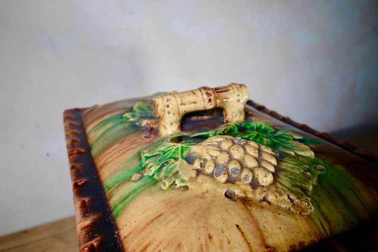 Large Antique 19th Century Scottish Earthenware Majolica Bread Box ...