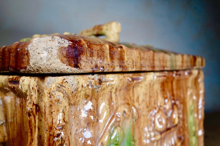 Large Antique 19th Century Scottish Earthenware Majolica Bread Box ...
