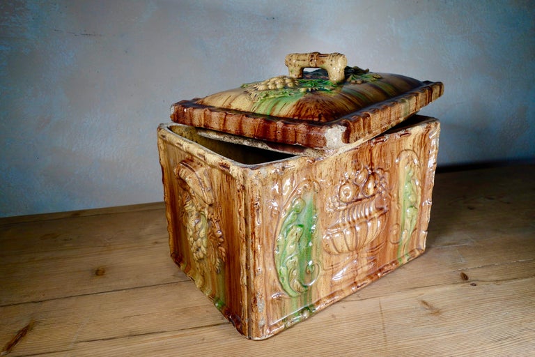 Large Antique 19th Century Scottish Earthenware Majolica Bread Box ...