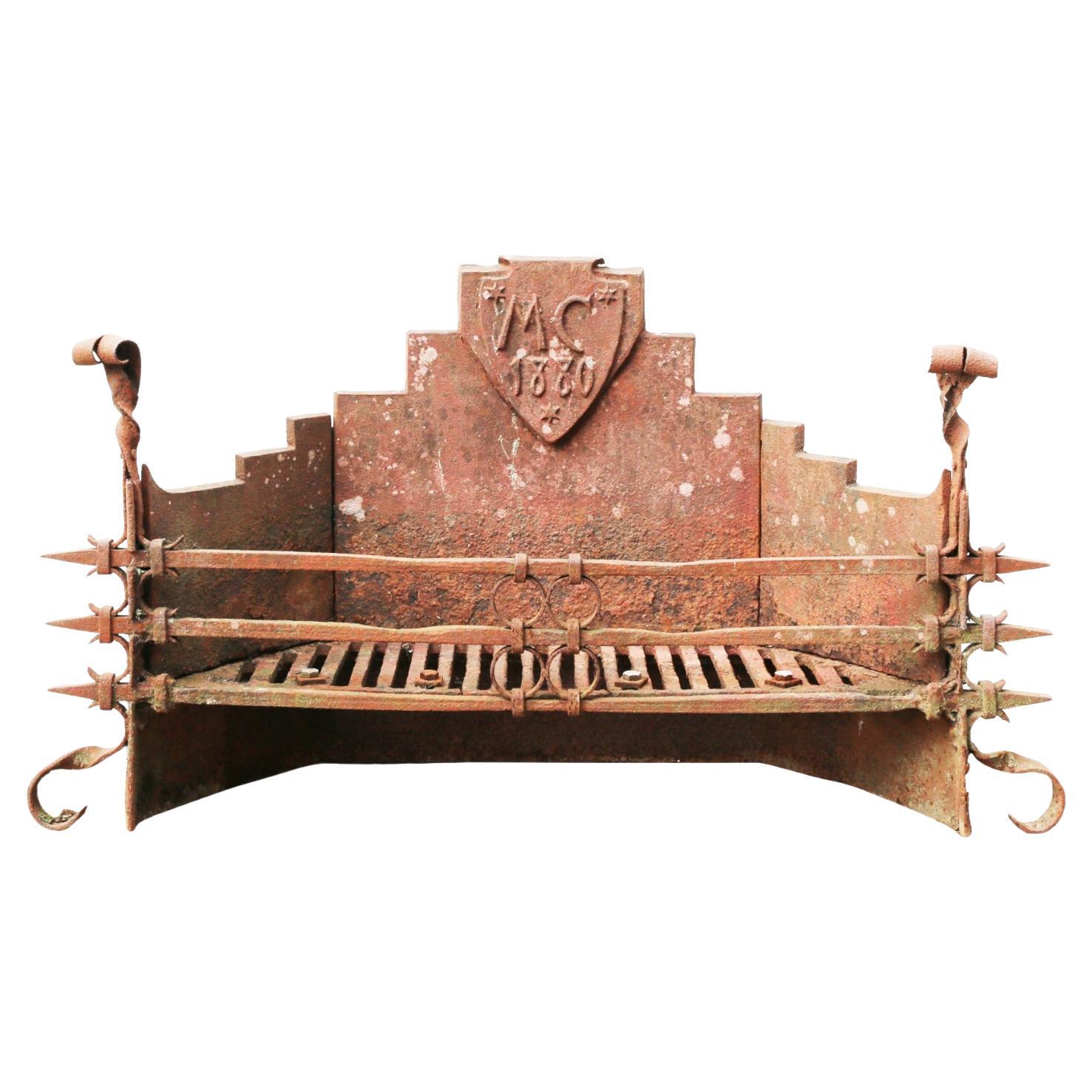 Large Polished Antique Fire Grate at 1stDibs