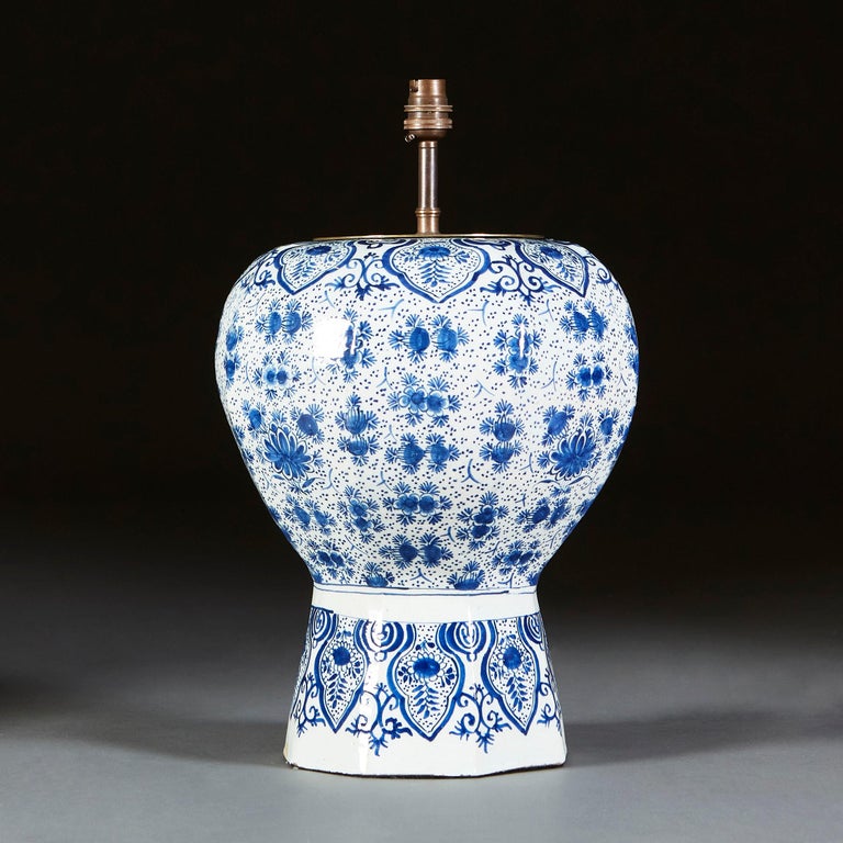 Large Blue and White Delft Vase as a Lamp at 1stDibs