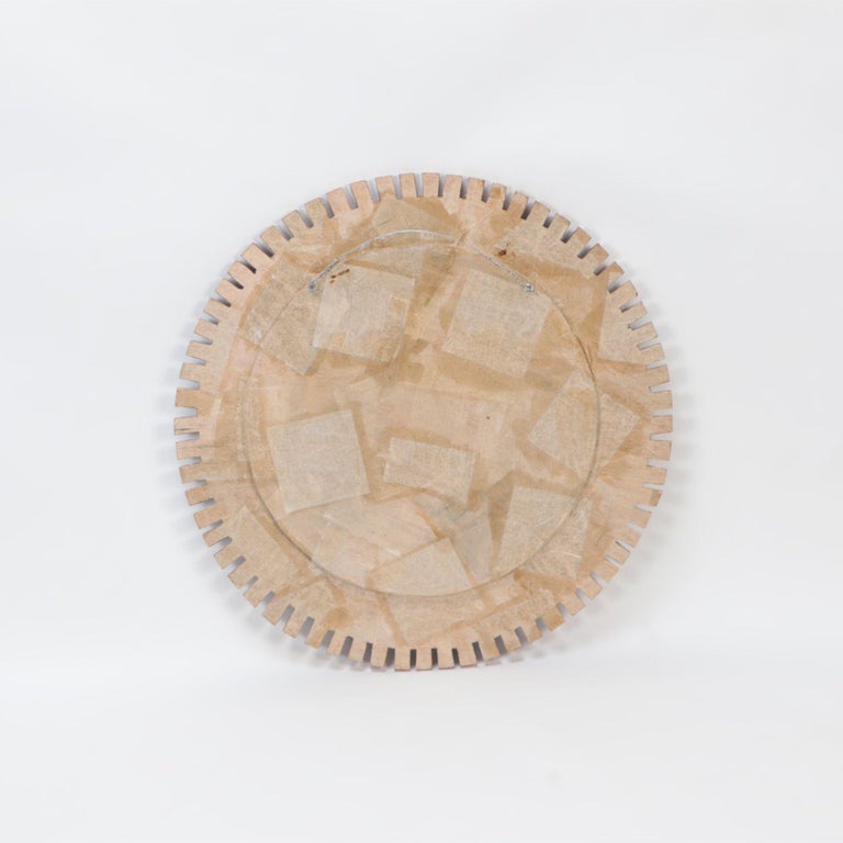 Large Blue Talosel and Resin Convex Mirror in the Manner of Line ...