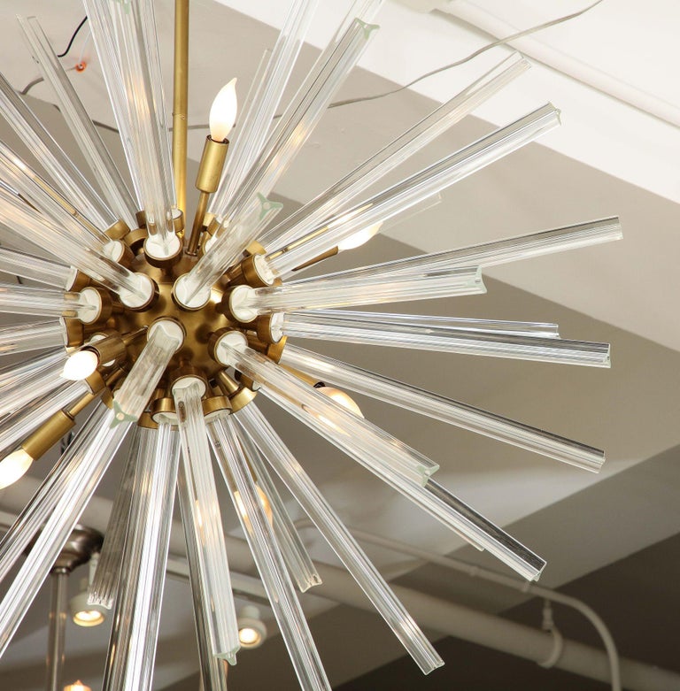 Large Brass and Crystal Sputnik Chandelier For Sale at 1stDibs