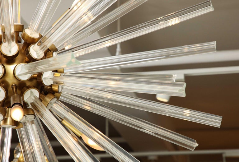 Large Brass and Crystal Sputnik Chandelier For Sale at 1stDibs