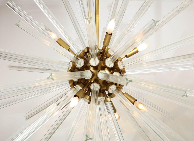 Large Brass and Crystal Sputnik Chandelier For Sale at 1stDibs