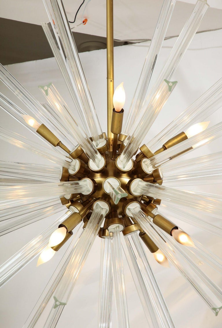 Large Brass and Crystal Sputnik Chandelier For Sale at 1stDibs