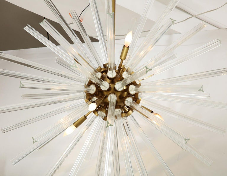 Large Brass and Crystal Sputnik Chandelier For Sale at 1stDibs