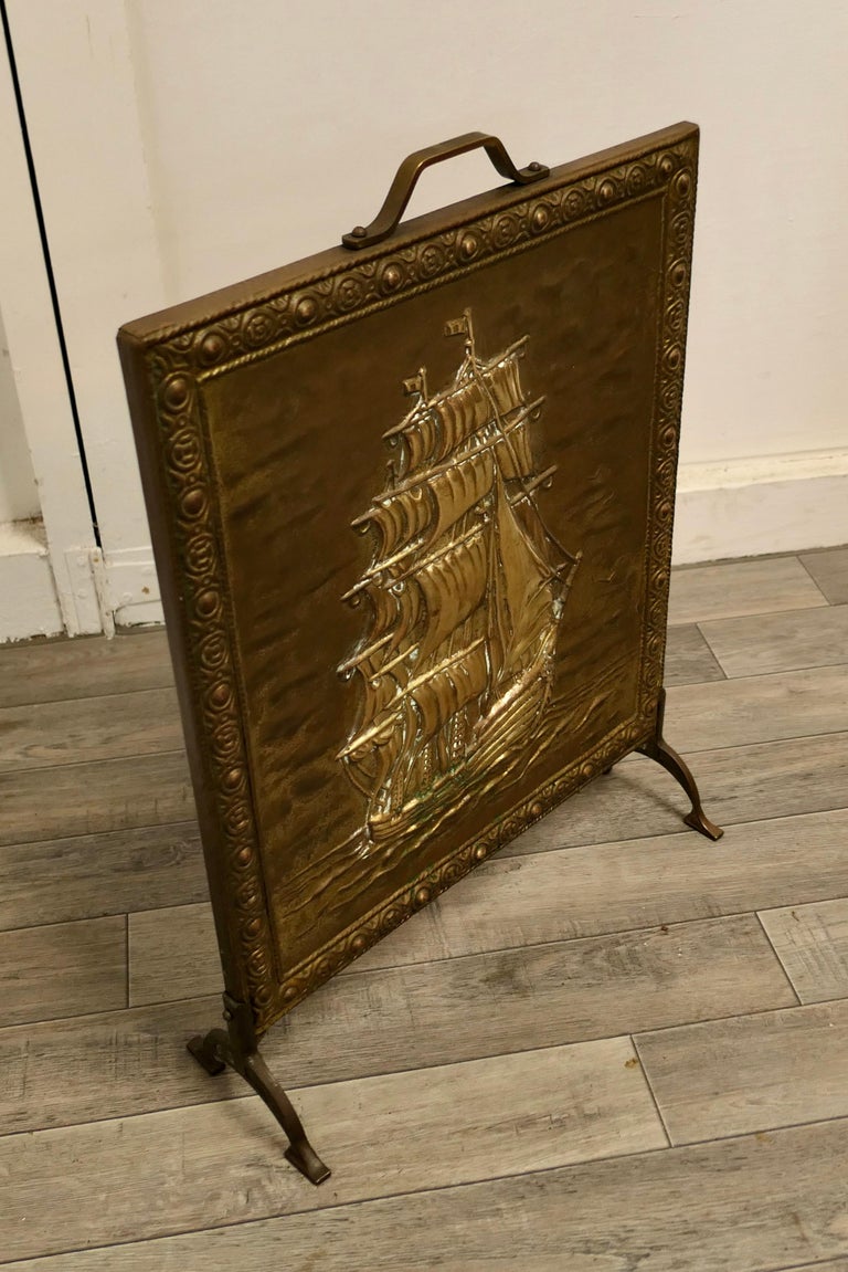 Large Brass Fire Screen with the Cutty Sark For Sale at 1stDibs
