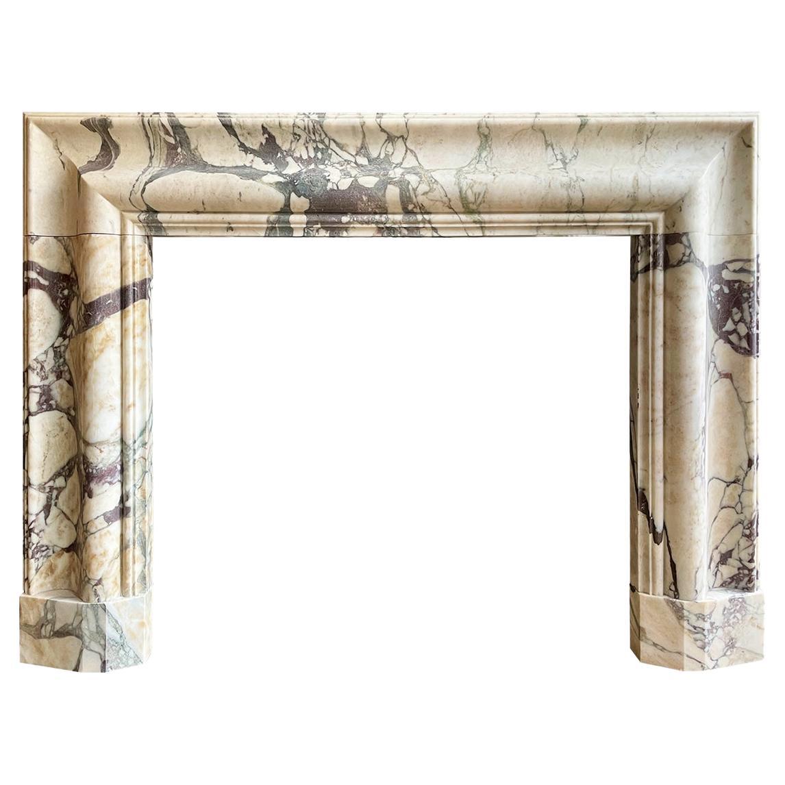 Bolection Fireplace in Italian White Carrara Marble For Sale at 1stDibs