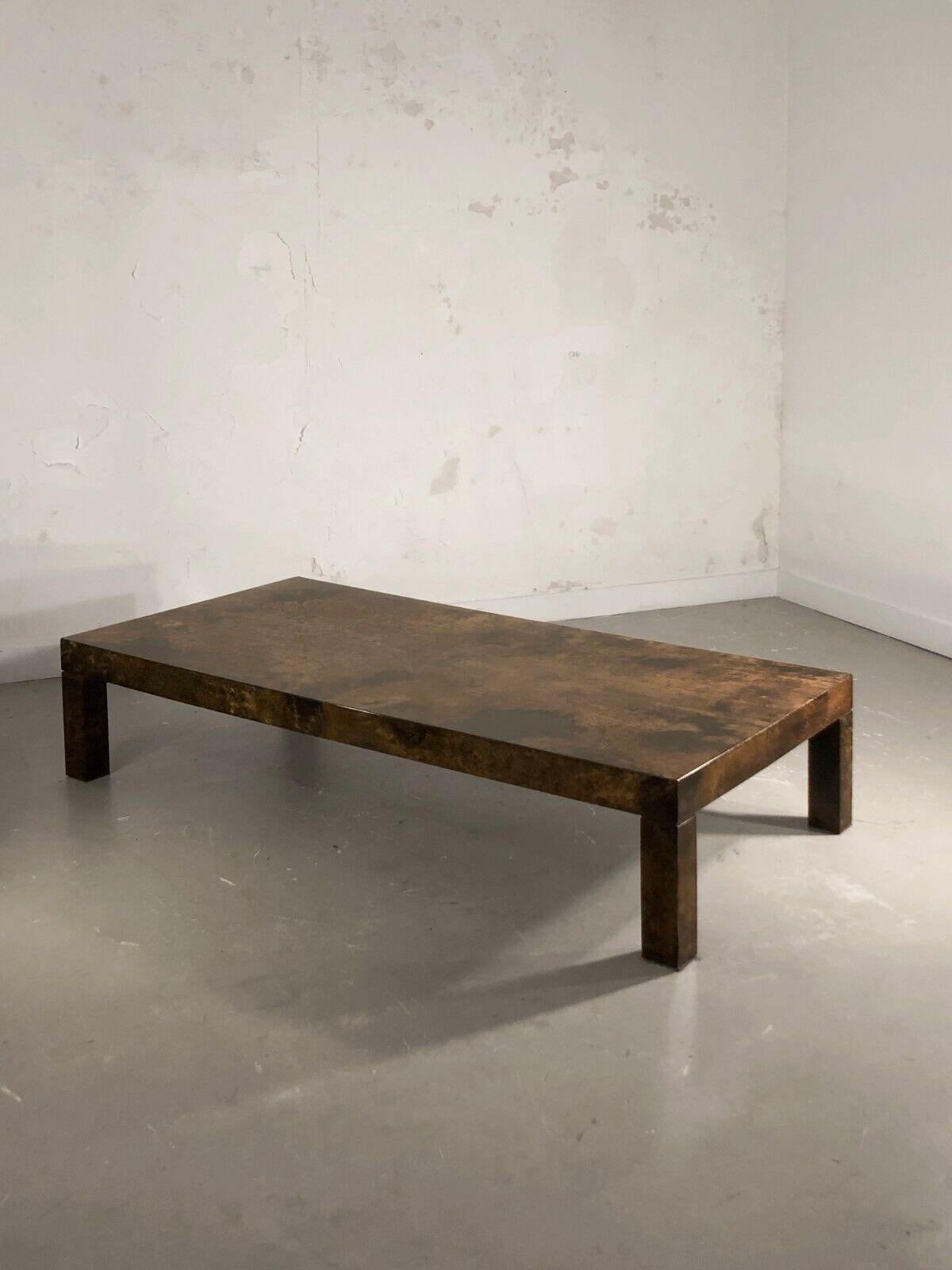 A Large Bronze Patina Lacquered Coffee Table by Aldo Tura, Italy 1970 ...