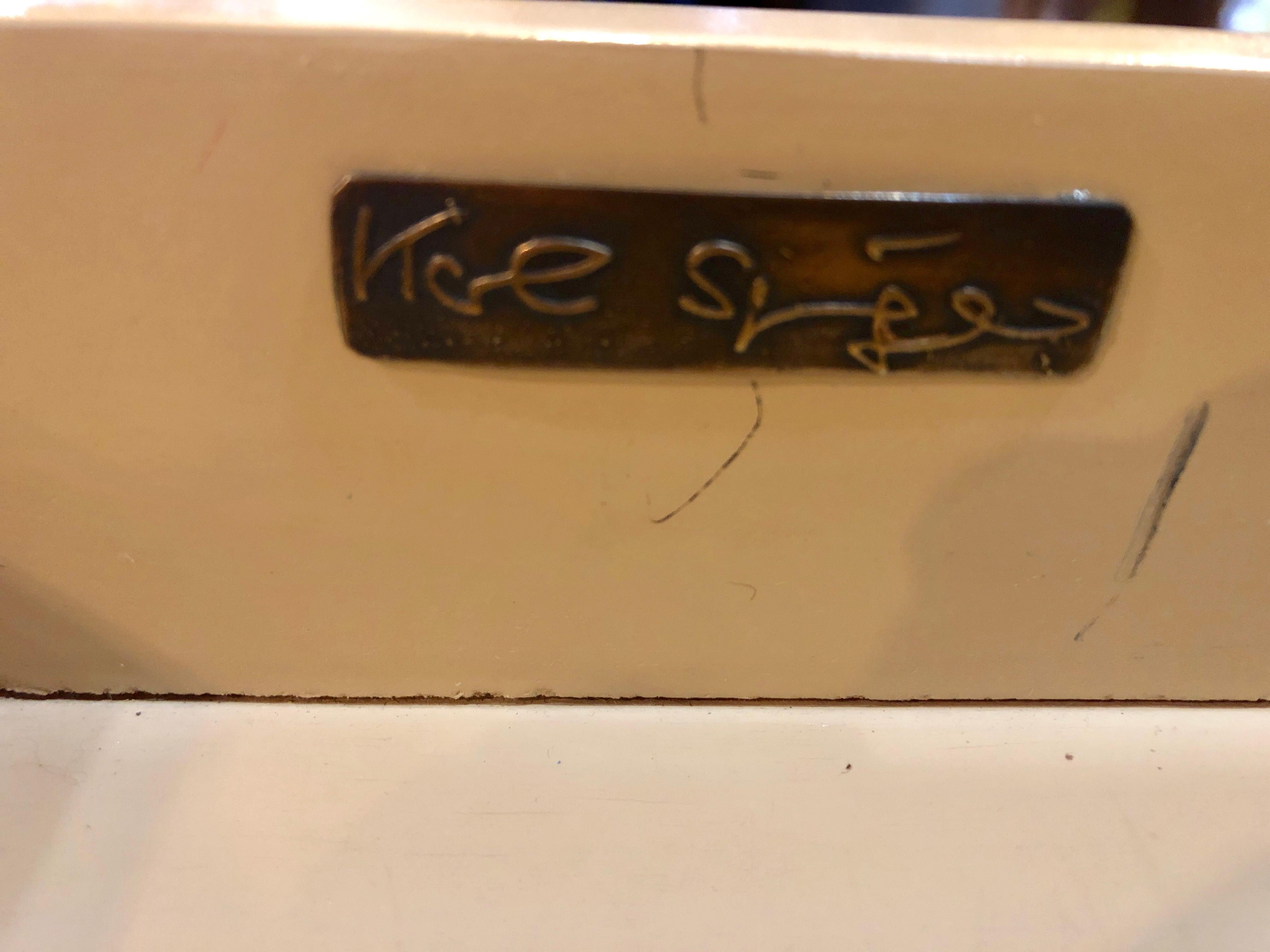 Large Carl Springer Signed Waterfall Art Deco Tan Lizard Wrapped Desk ...