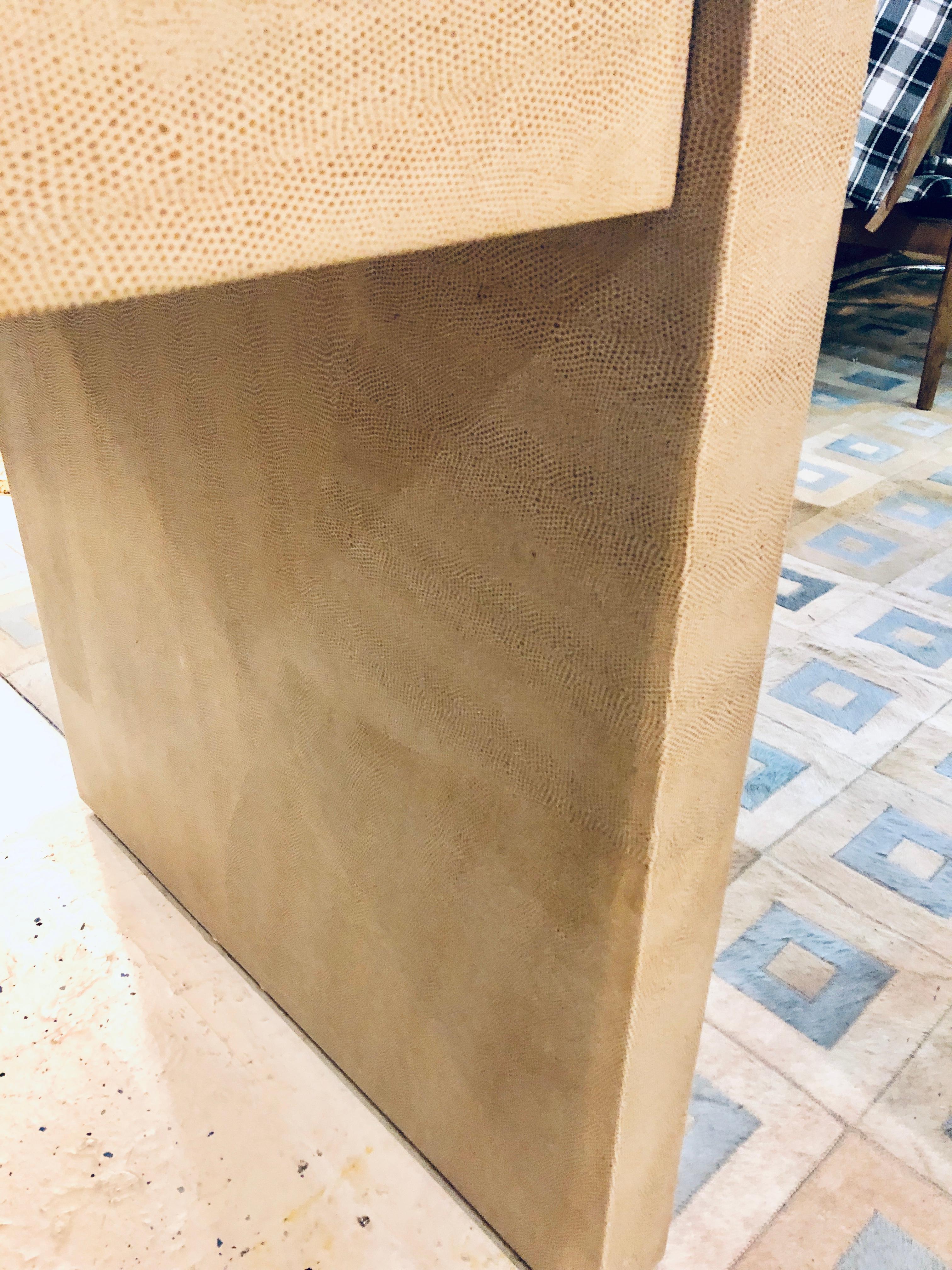 Large Carl Springer Signed Waterfall Art Deco Tan Lizard Wrapped Desk ...