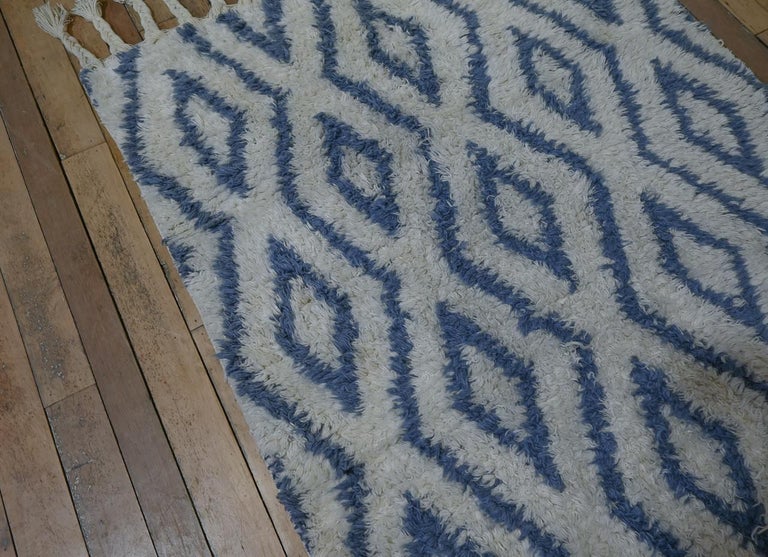Large Decorative Mid-20th Century Blue and White Moroccan Berber Rug ...