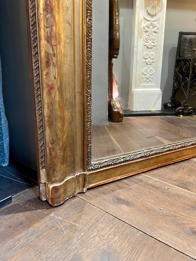 Large Domed Top Antique French Gold Gilt Mirror For Sale at 1stDibs