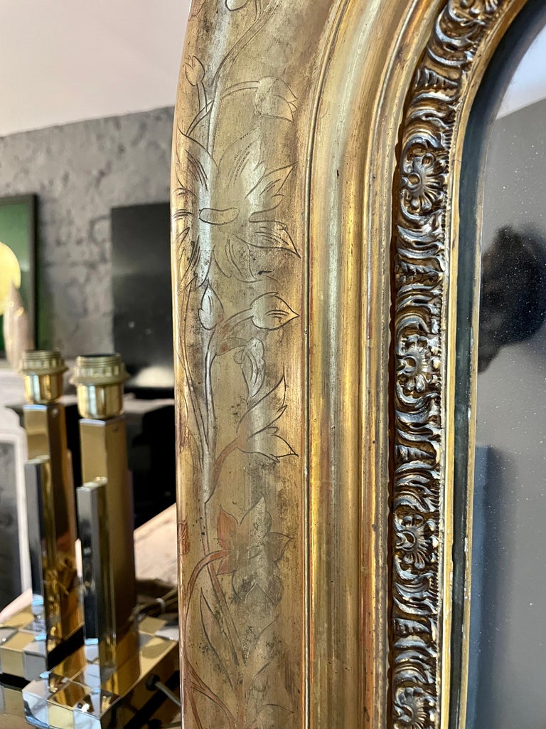 Large Domed Top Antique French Gold Gilt Mirror For Sale at 1stDibs
