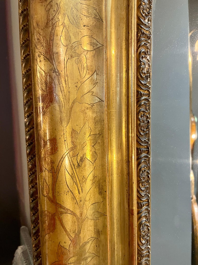 Large Domed Top Antique French Gold Gilt Mirror For Sale at 1stDibs